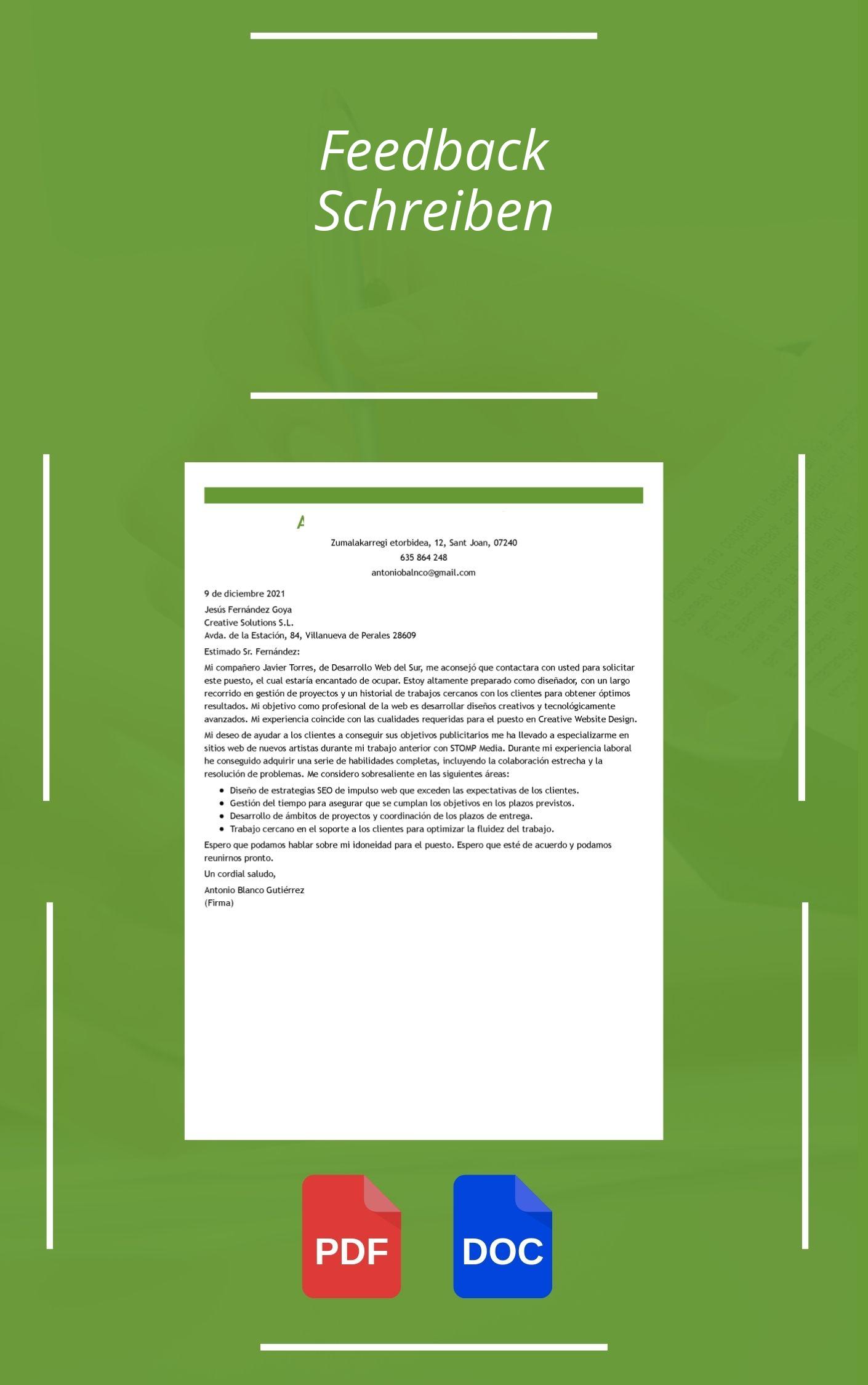 Feedback Schreiben Vorlage - Muster